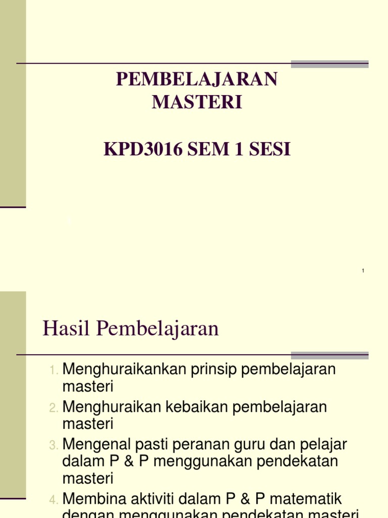 Pembelajaran Masteri Kpd3016 Sem 1 Sesi | PDF
