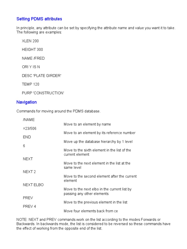 Pdms Command Syntax Pdf Command Line Interface Cartesian Coordinate System