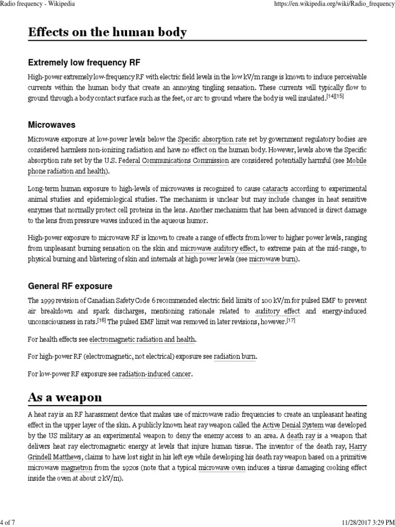 Effects On The Human Body: Extremely Low Frequency RF | PDF | Radio ...