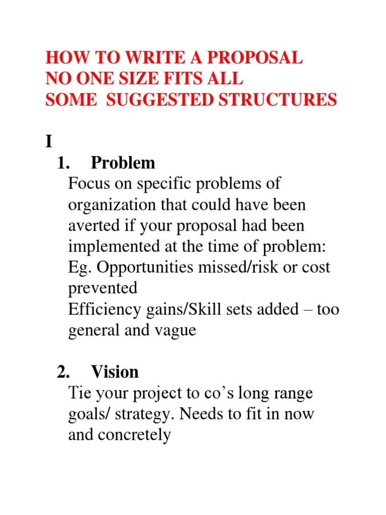 How To Write A Proposal No One Size Fits All Some Suggested Structures ...