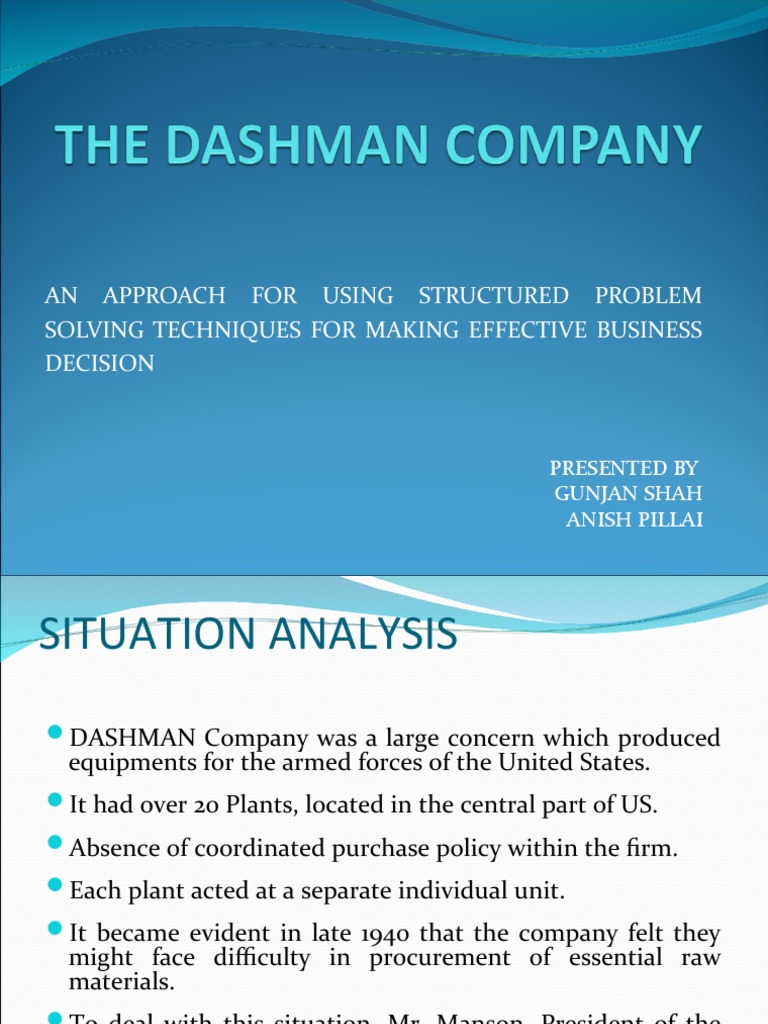 The Dashman Company-Final | PDF | Analysis | Decision Making