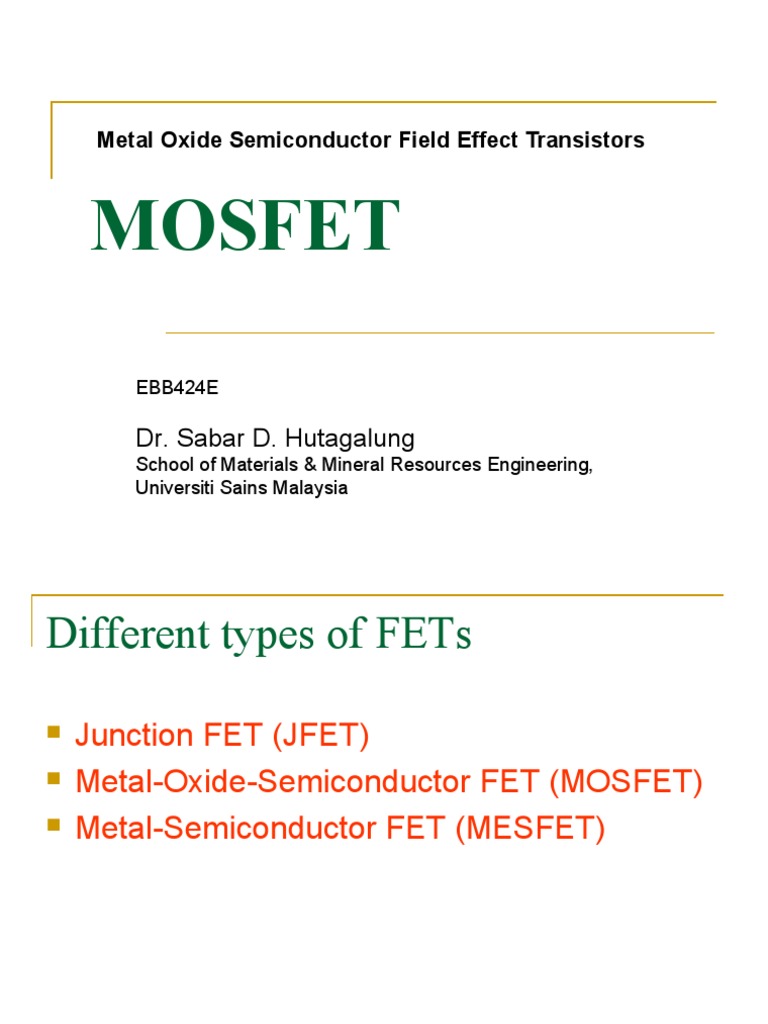 Chapter 4 Metal Oxide Semiconductor FET (MOSFET) | PDF | Field Effect ...