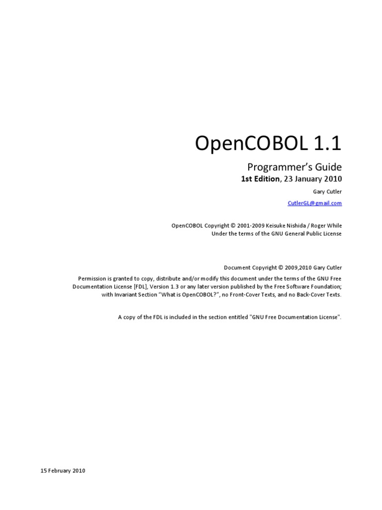 OpenCOBOL Programmers Guide | PDF | C (Programming Language) | Command Line Interface