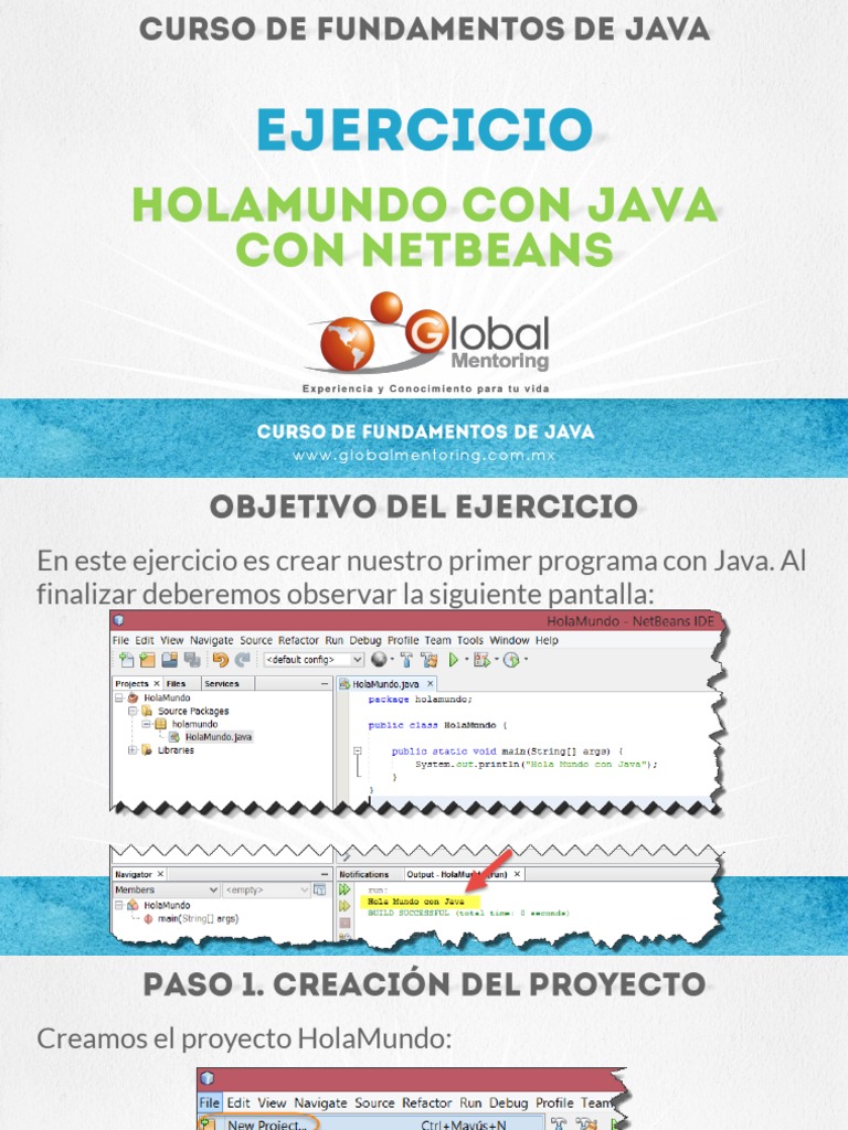 CFJ B Ejercicio 04 Holamundo Con Java Netbeans | PDF | Informática