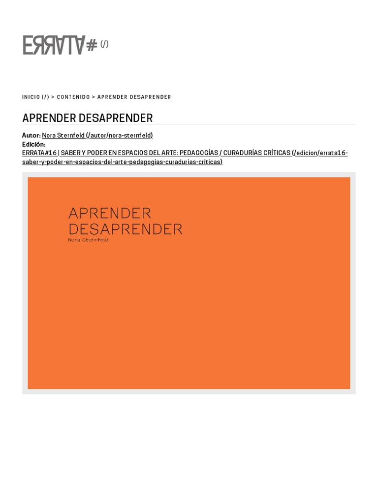 APRENDER DESAPRENDER - Revistaerrata - Co | PDF | Conocimiento | Antonio Gramsci