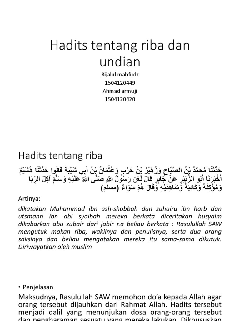 Hadits Tentang Riba Dan Undian | PDF