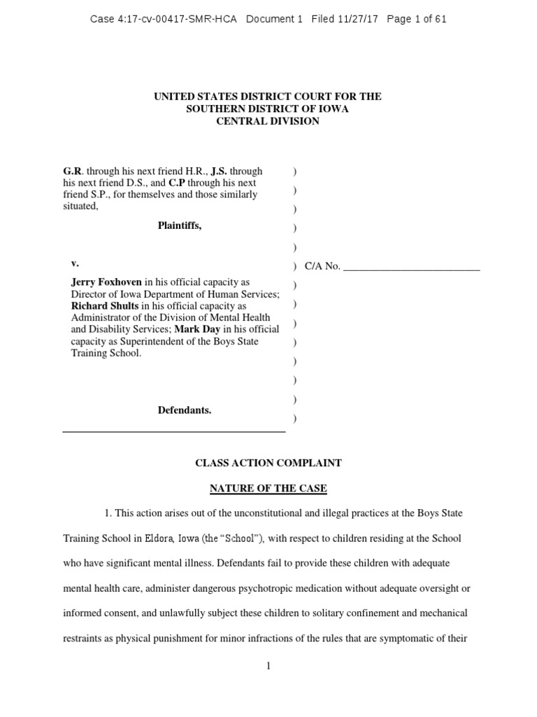 3 Teens Sue The State of Iowa Over Treatment at The State Training ...