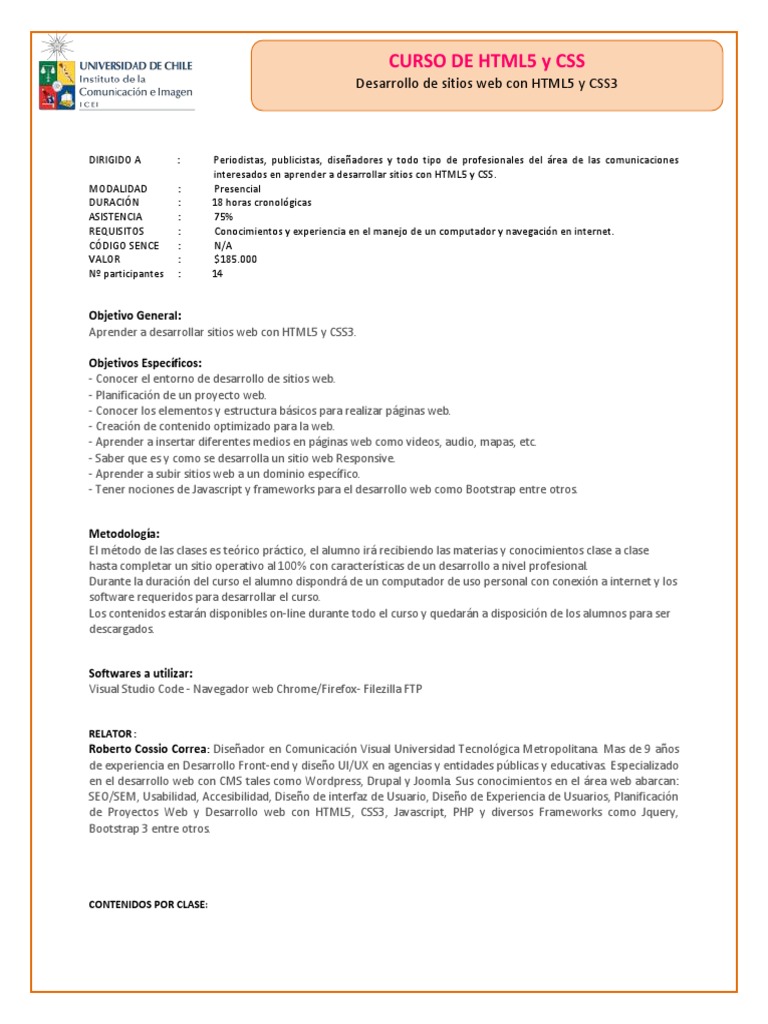 Ficha Curso HTML y Css | PDF | Hojas de estilo en cascada | Bootstrap (marco frontal)