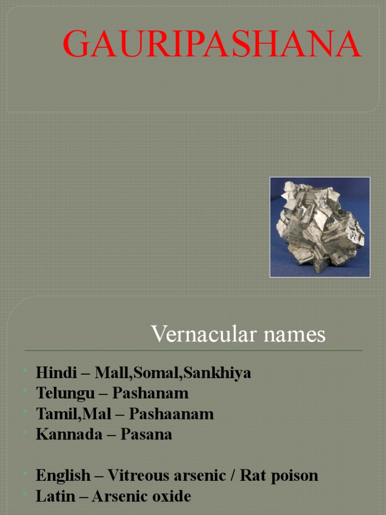 Gauripashana (Arsenic Oxide) in Rasashastra | PDF | Arsenic | Chemical ...