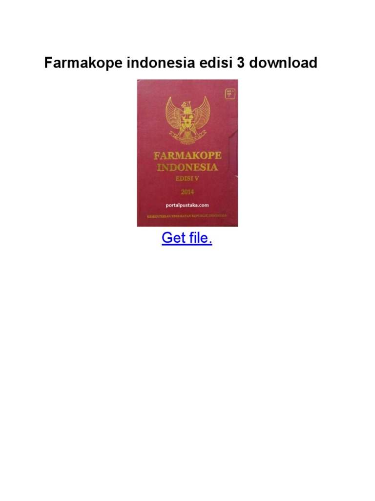Farmakope Indonesia Edisi 3 Download | PDF
