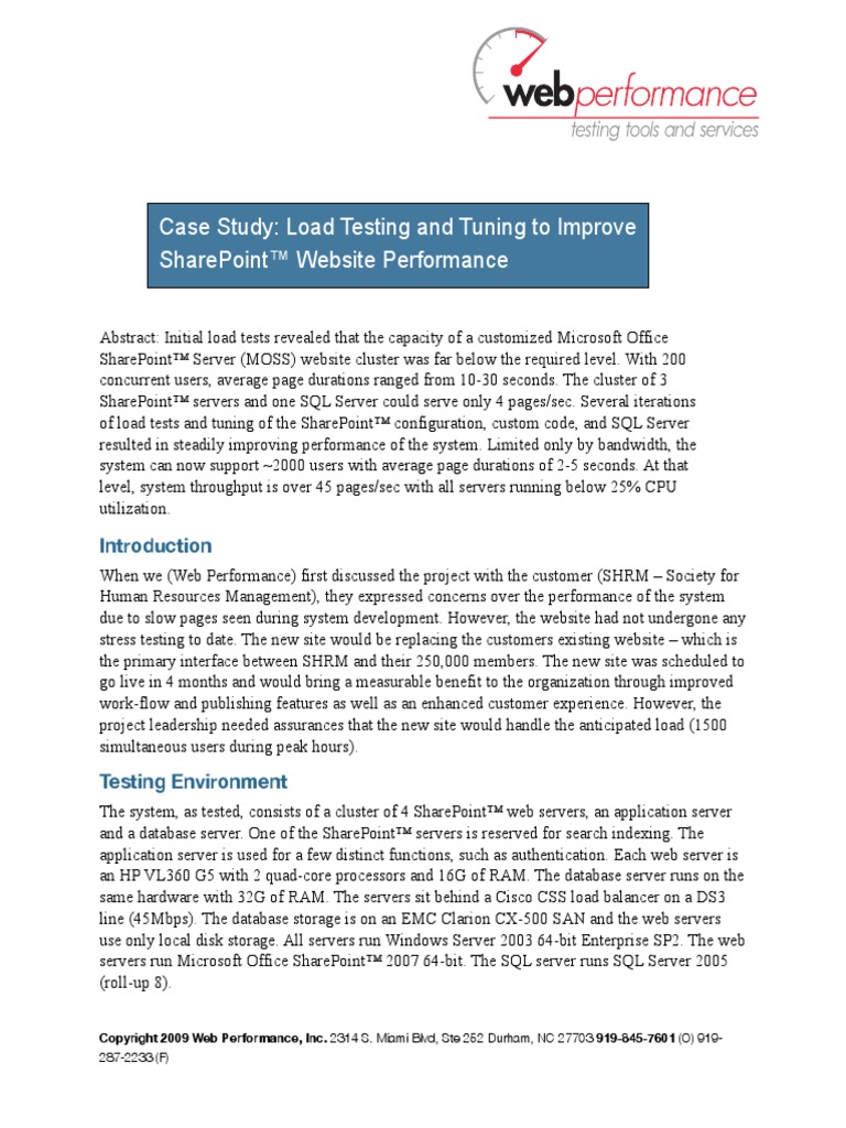 Case Study: Load Testing and Tuning To Improve Sharepoint™ Website ...