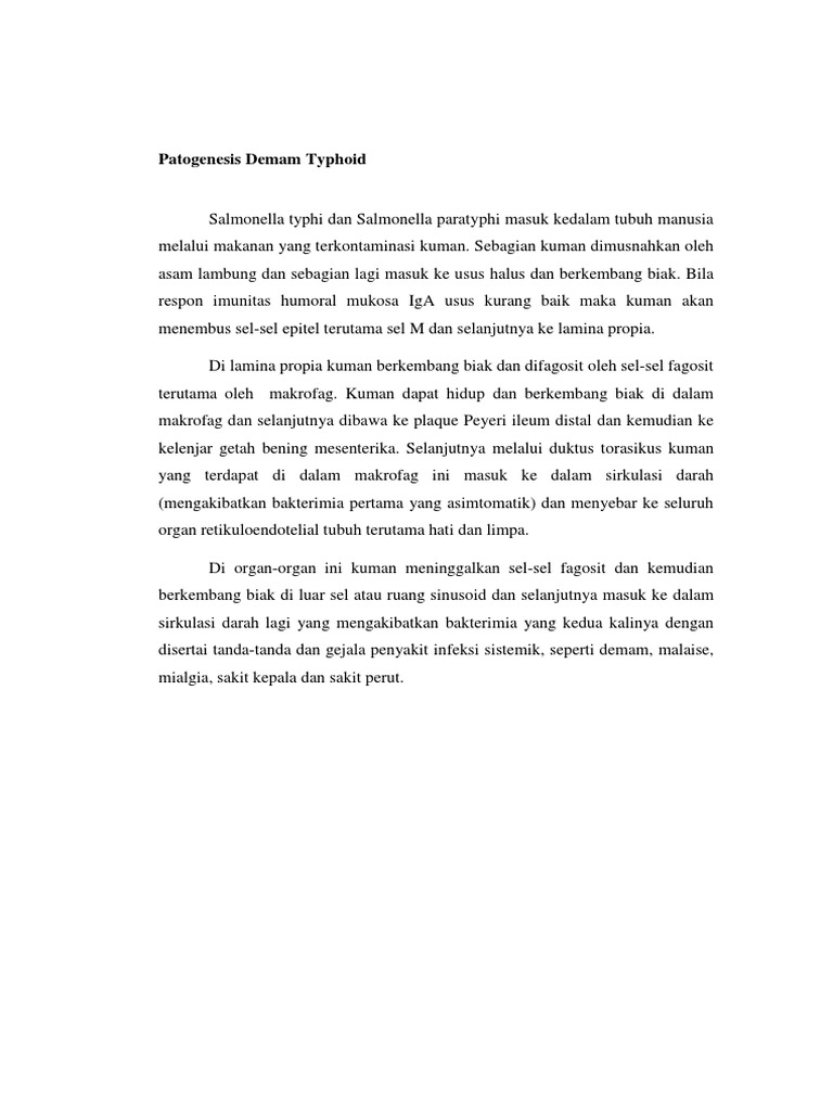 Patogenesis Demam Typhoid oleh Salmonella | PDF | Ilmu Sosial | Sains ...