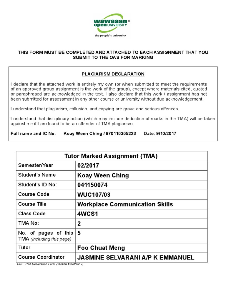 TMA Declaration Form (Version 002-2017) | PDF