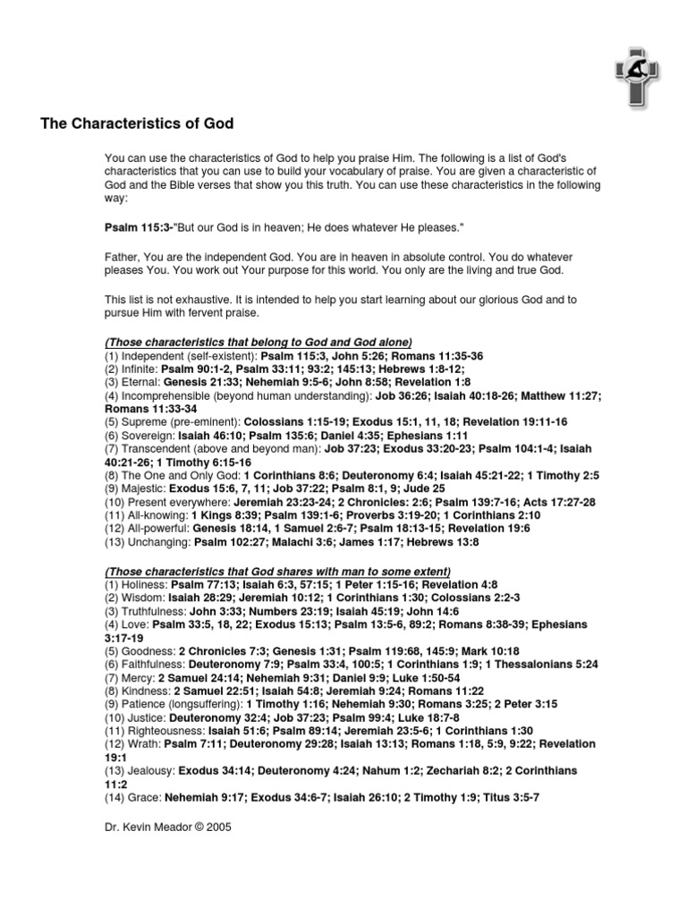 The Characteristics of God PDF | PDF | God In Christianity | Book Of Job