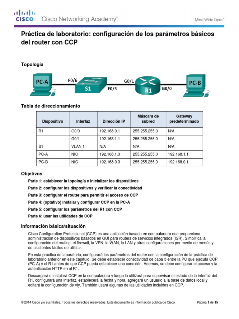 4.1.4.7 Lab - Configuring Basic Router Settings With CCP | PDF | Enrutador (Computación ...
