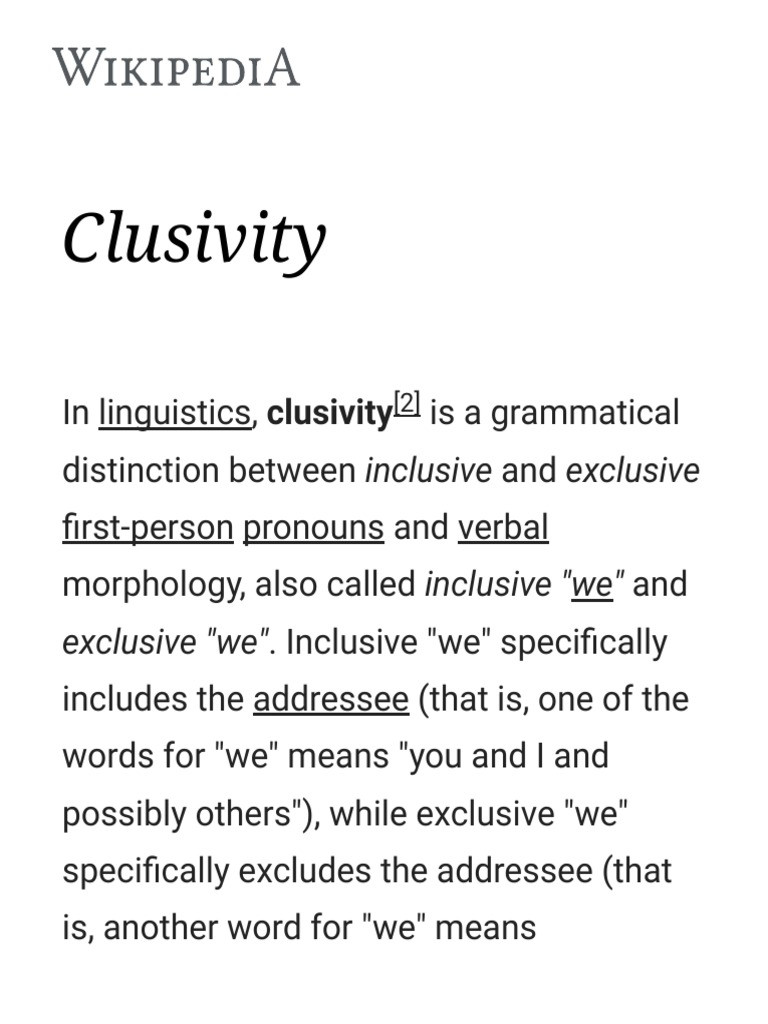 Clusivity | PDF | Linguistic Morphology | Symbols
