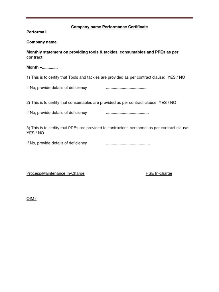 Performance Certificate | PDF | Business