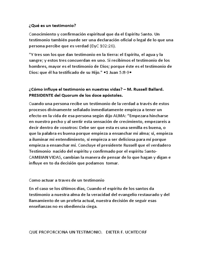 Qué Es Un Testimonio | PDF | Testimonio | Alma