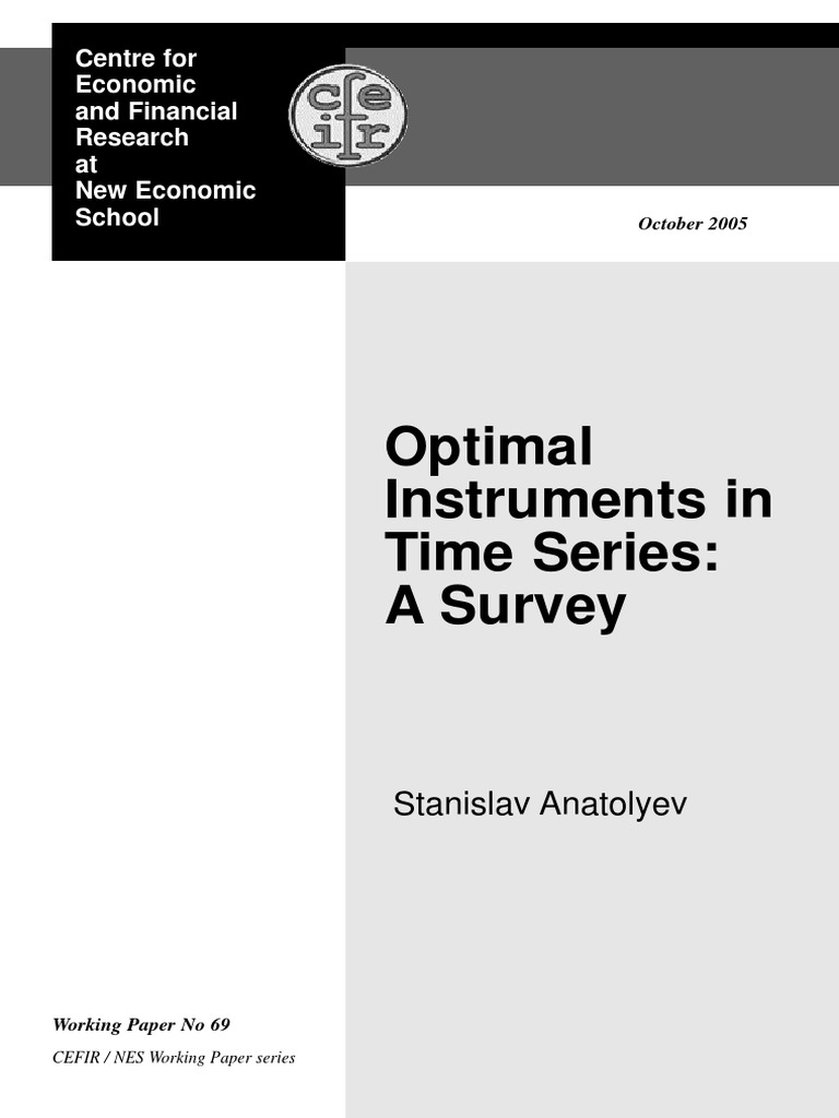 Optimal Instruments in Time Series: A Survey: Stanislav Anatolyev | PDF ...