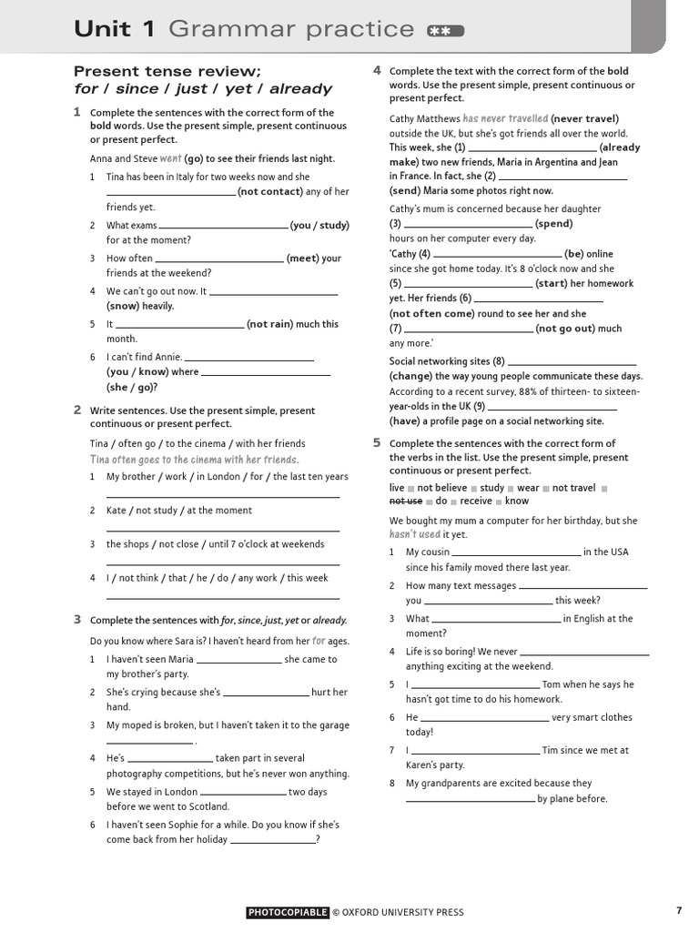 Grammar Unit 1 2star | PDF