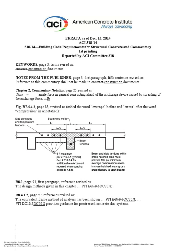 ACI 318-14 Errata | PDF | Teaching Mathematics