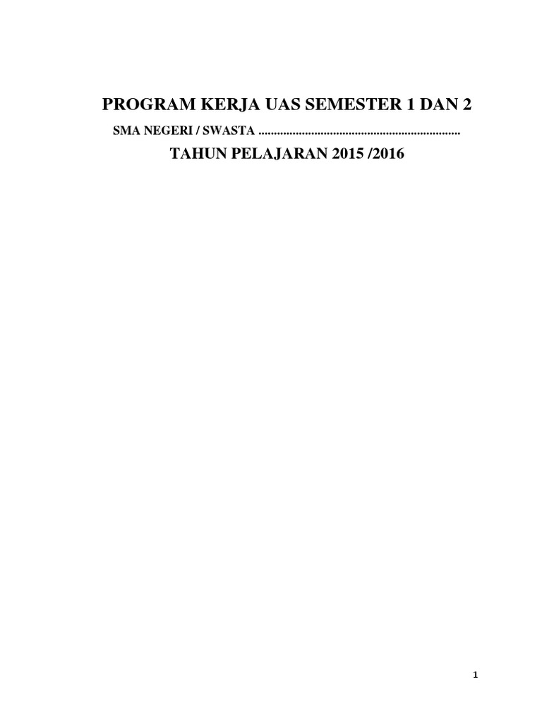 Program Kerja Uas Sma | PDF