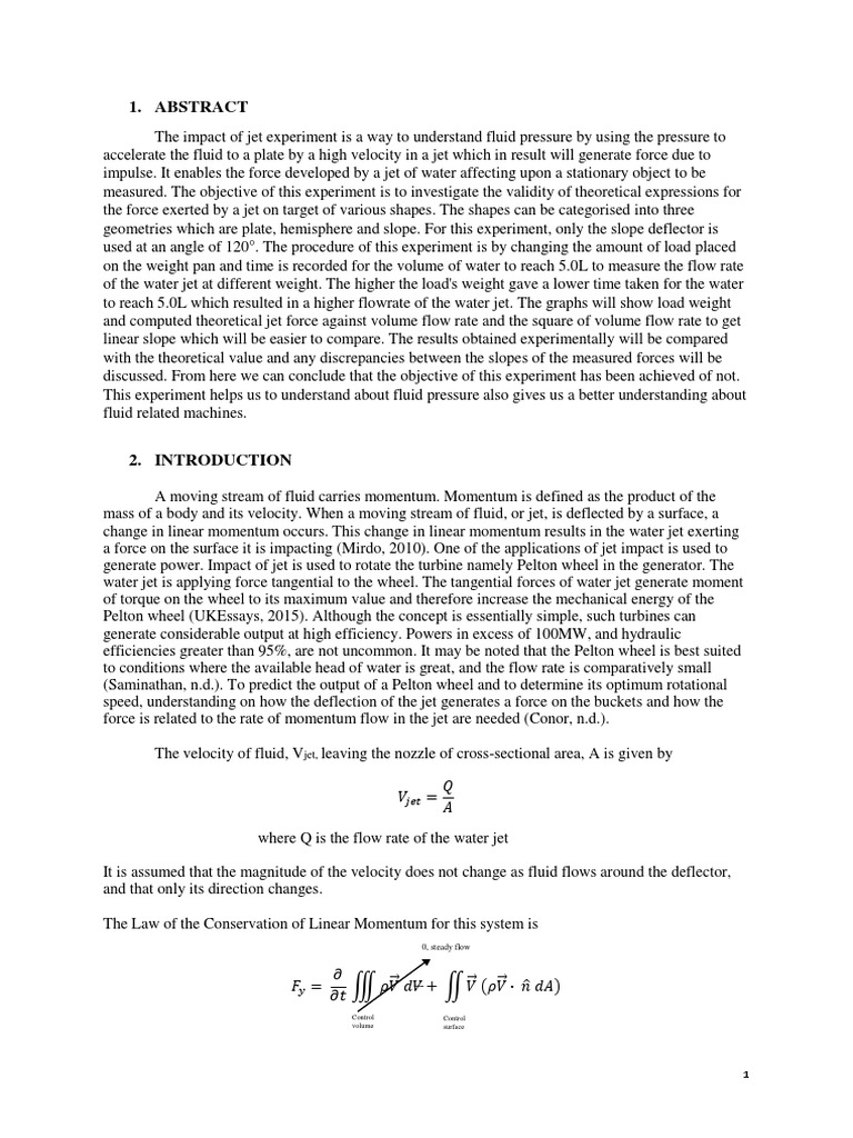 Impact of Jet Lab Report | PDF | Turbine | Jet Engine