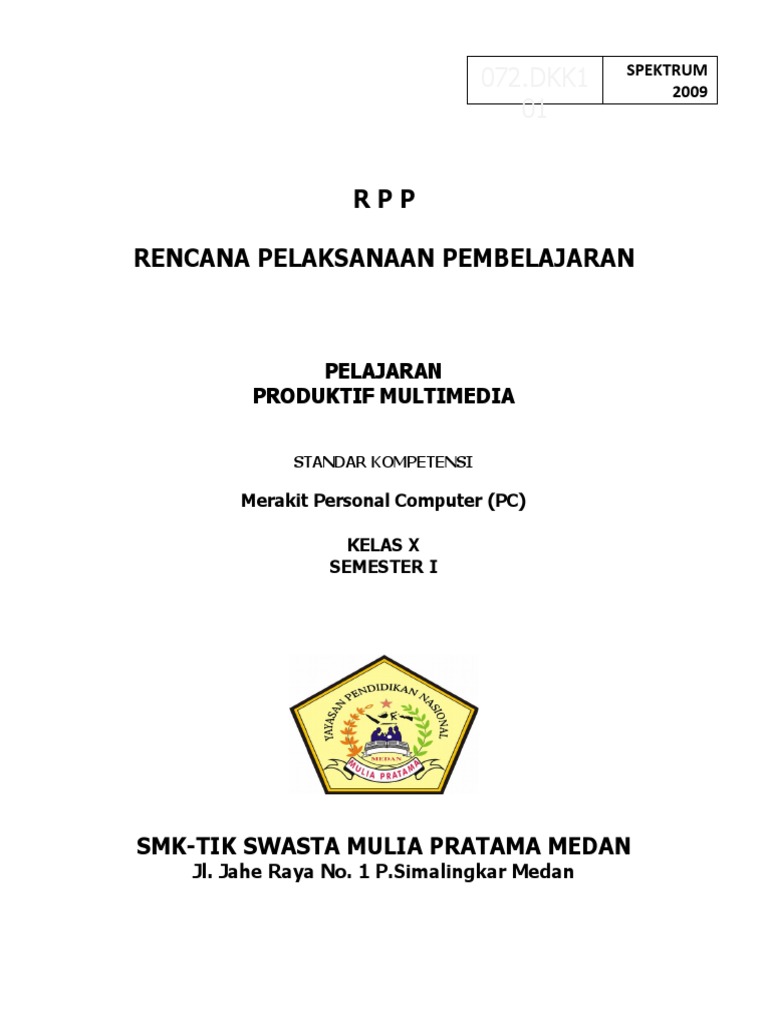 Contoh RPP Multimedia SMK Tik MP | PDF | Seni | Teknologi & Rekayasa