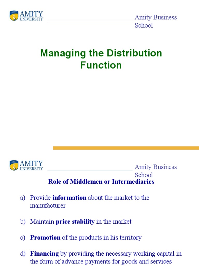 Managing The Distribution Function: Amity Business School | PDF ...