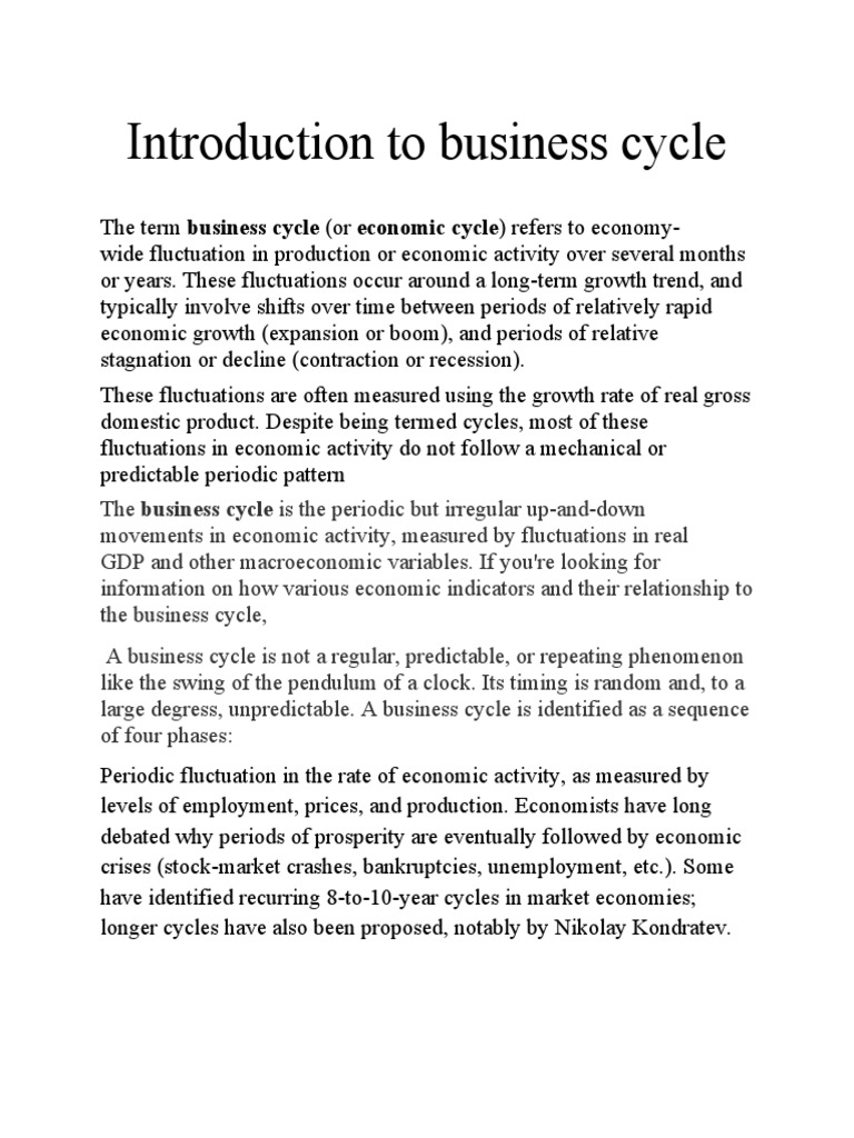 Introduction To Business Cycle | PDF | Business Cycle | Recession