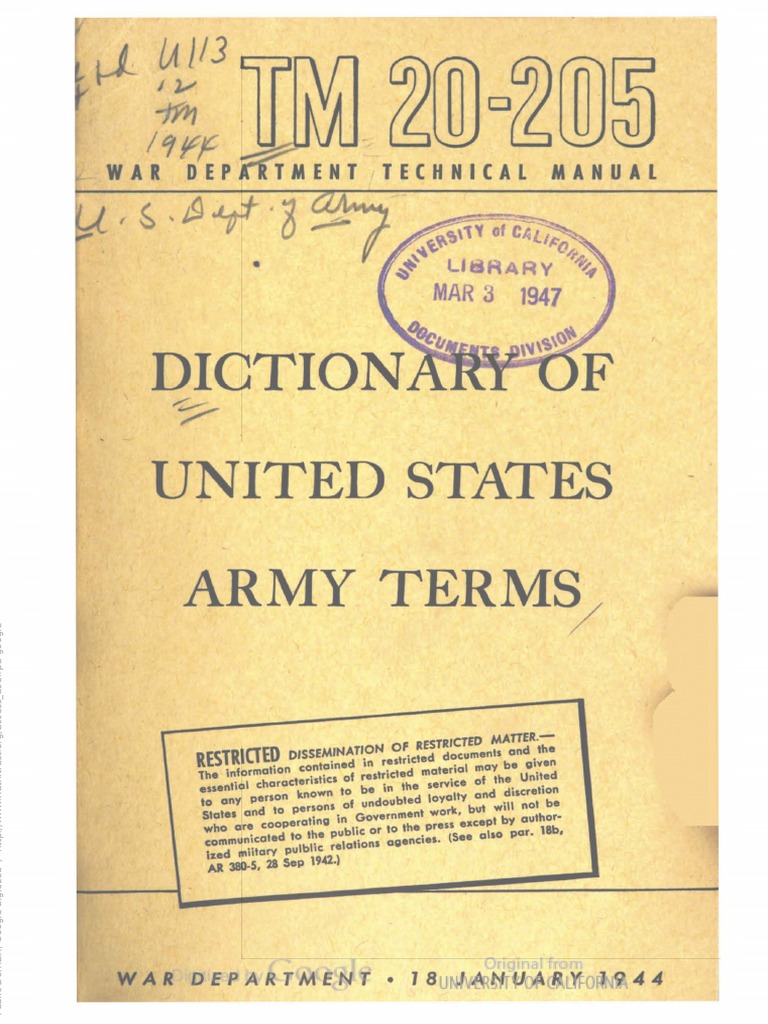TM20-205 Dictinary of Army Terms 1944 | PDF | Anti Aircraft Warfare ...