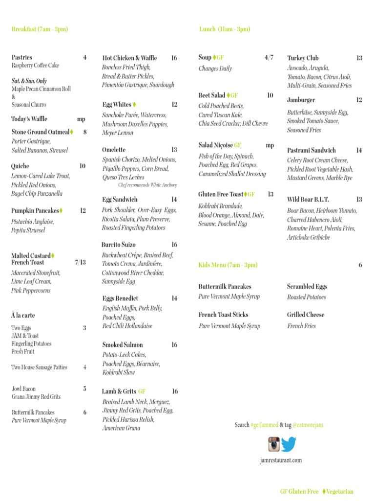 JAM Menu | PDF