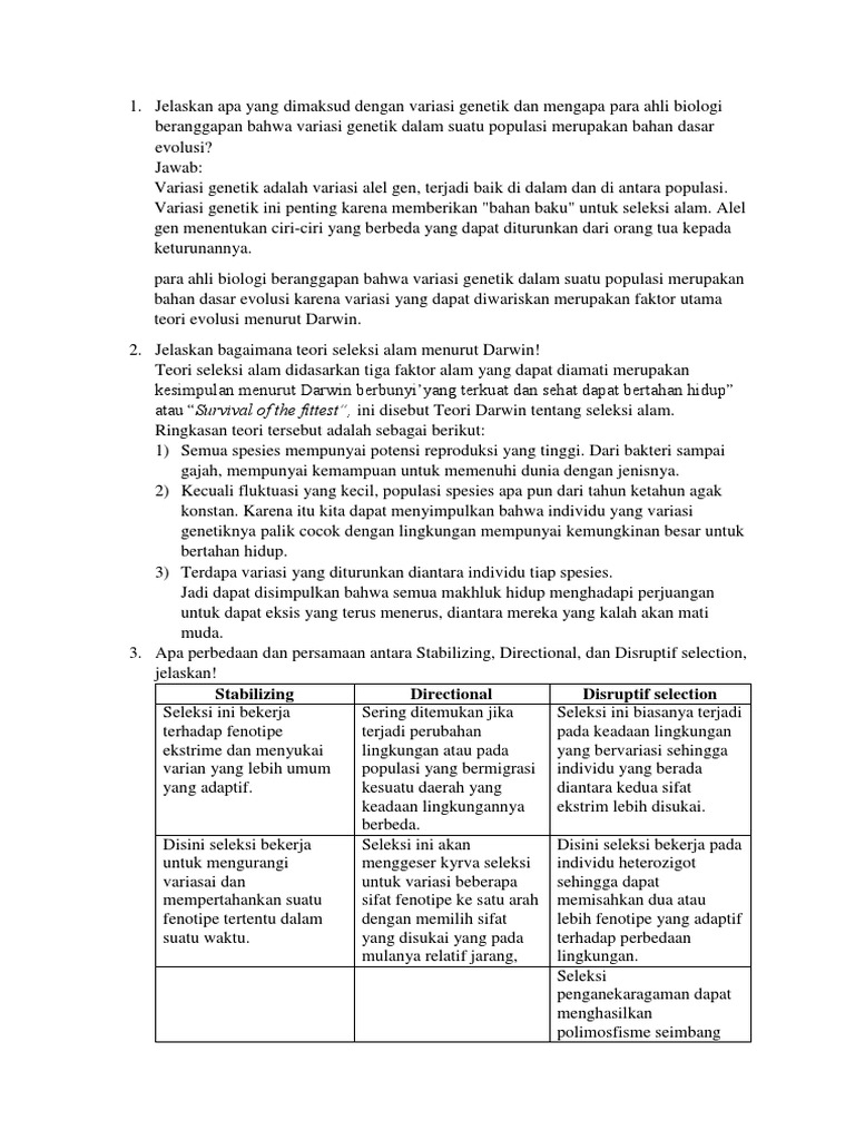 Variasi Genetik 1-3 | PDF | Sains & Matematika