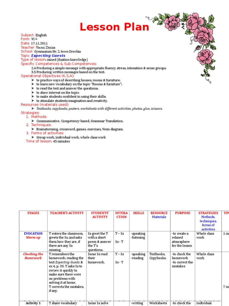 Expecting Guests | PDF | Lesson Plan | Cognitive Science