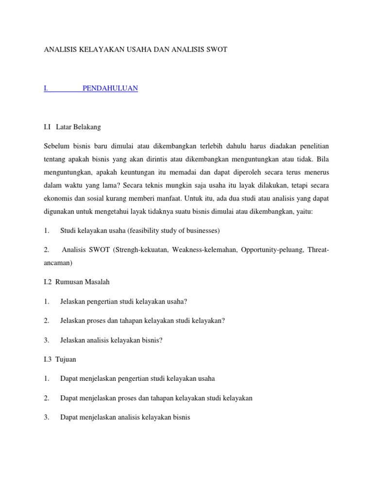 Analisis Kelayakan Usaha Dan Analisis Swot | PDF | Bisnis