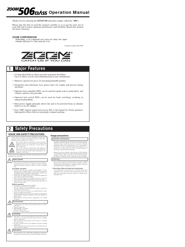 Zoom 506 PDF | PDF | Synthesizer | Amplifier