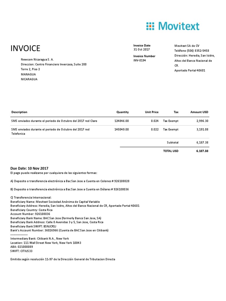 Invoice INV-0194 | PDF | Empresas | Business