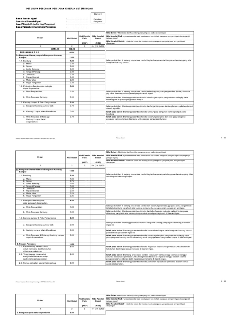 Petunjuk Pengisian Blanko Indeks Kinerja 2014 | PDF
