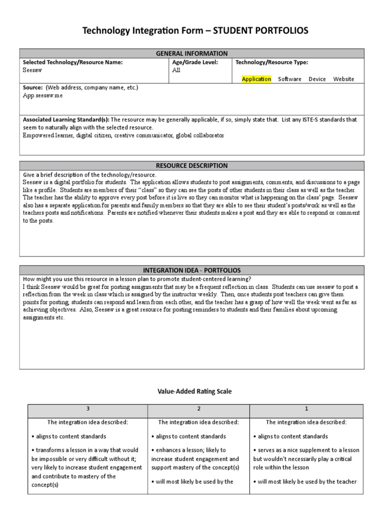 Technology Integration-Portfolio | PDF | Education Theory | Cognition