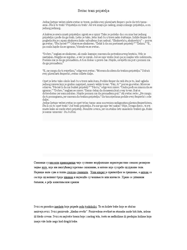 Svitac Trazi Prijatelja | PDF