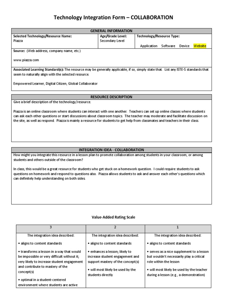 Technology Integration Template-Collaboration | PDF | Communication ...