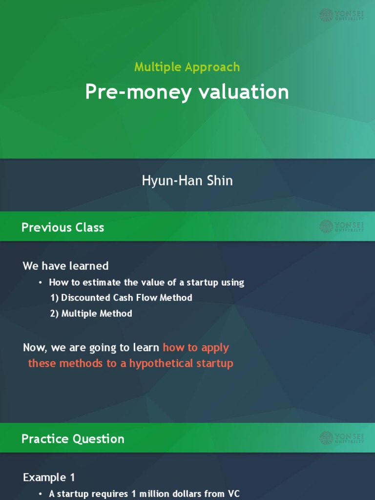 Pre-Money Valuation: Multiple Approach | PDF | Price–Earnings Ratio ...