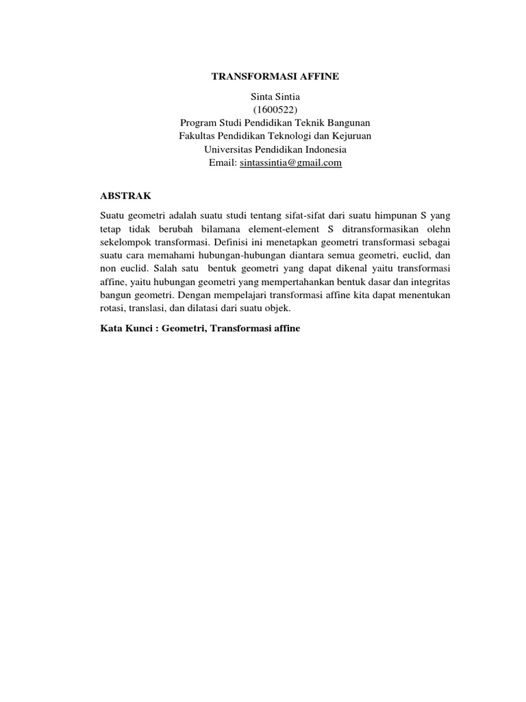 Transformasi Affine: Konsep dan Aplikasi | PDF