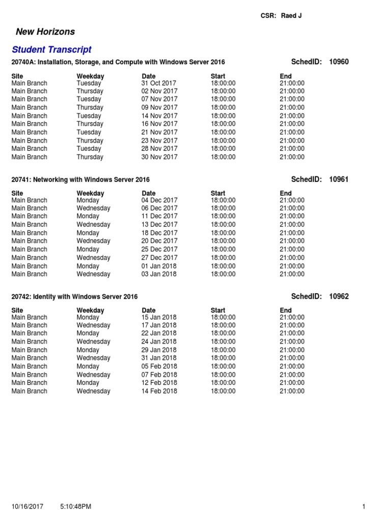 Student Transcript: New Horizons | PDF | System Software | Computing