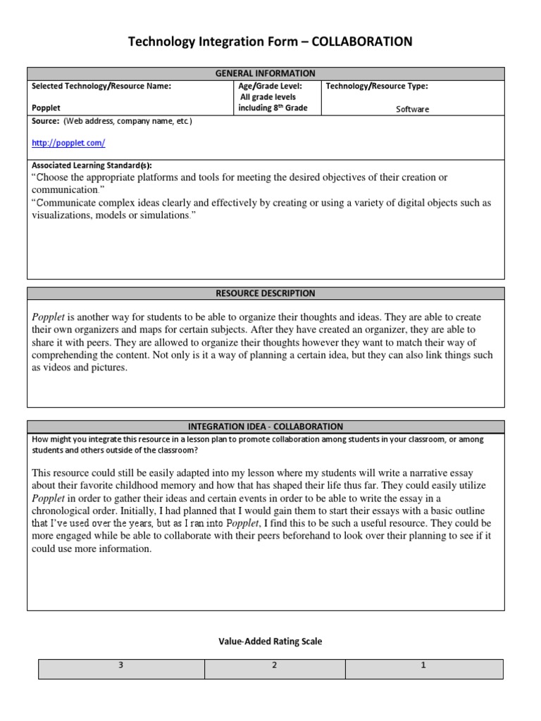 Technology Integration Template-Collaboration 1 | PDF | Collaboration | Teaching