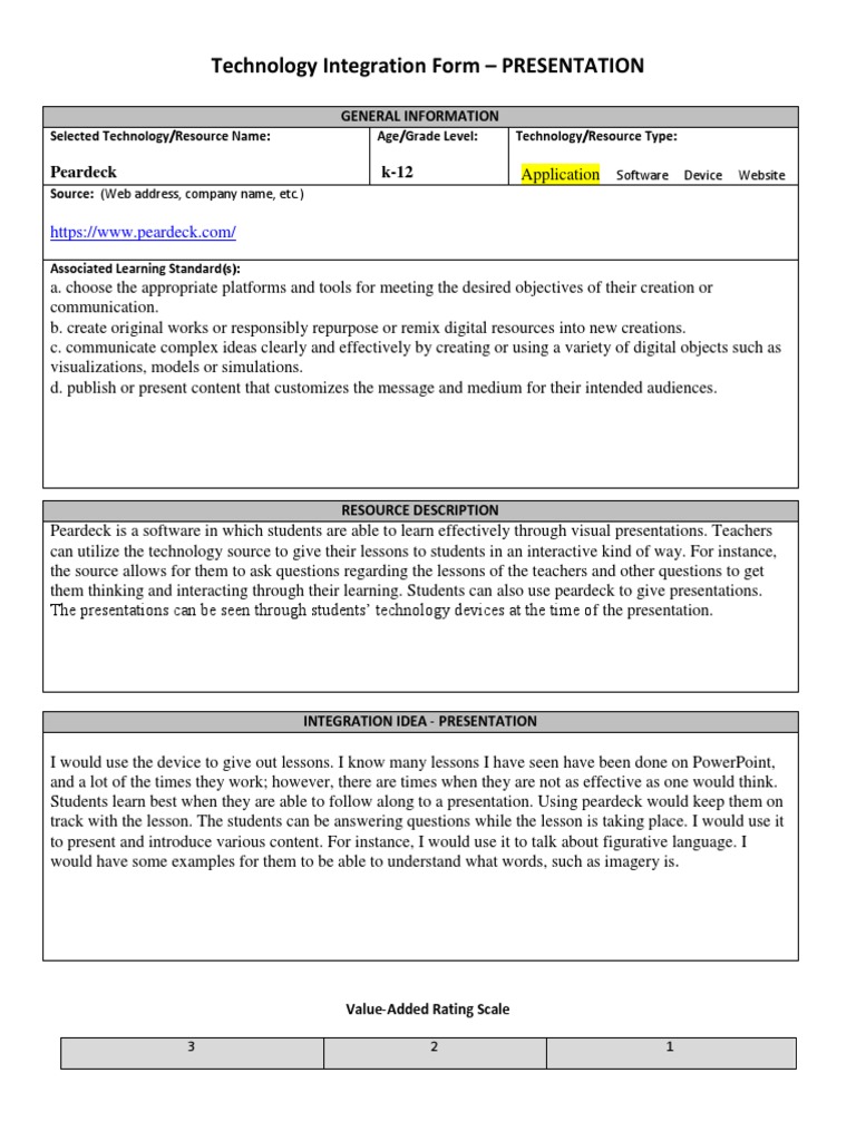 Technology Integration Template-Presentation 1 | Download Free PDF | Communication | Pedagogy