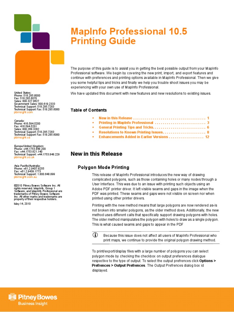 Mapinfo Professional 10.5 Printing Guide: New in This Release | PDF | Portable Document Format ...