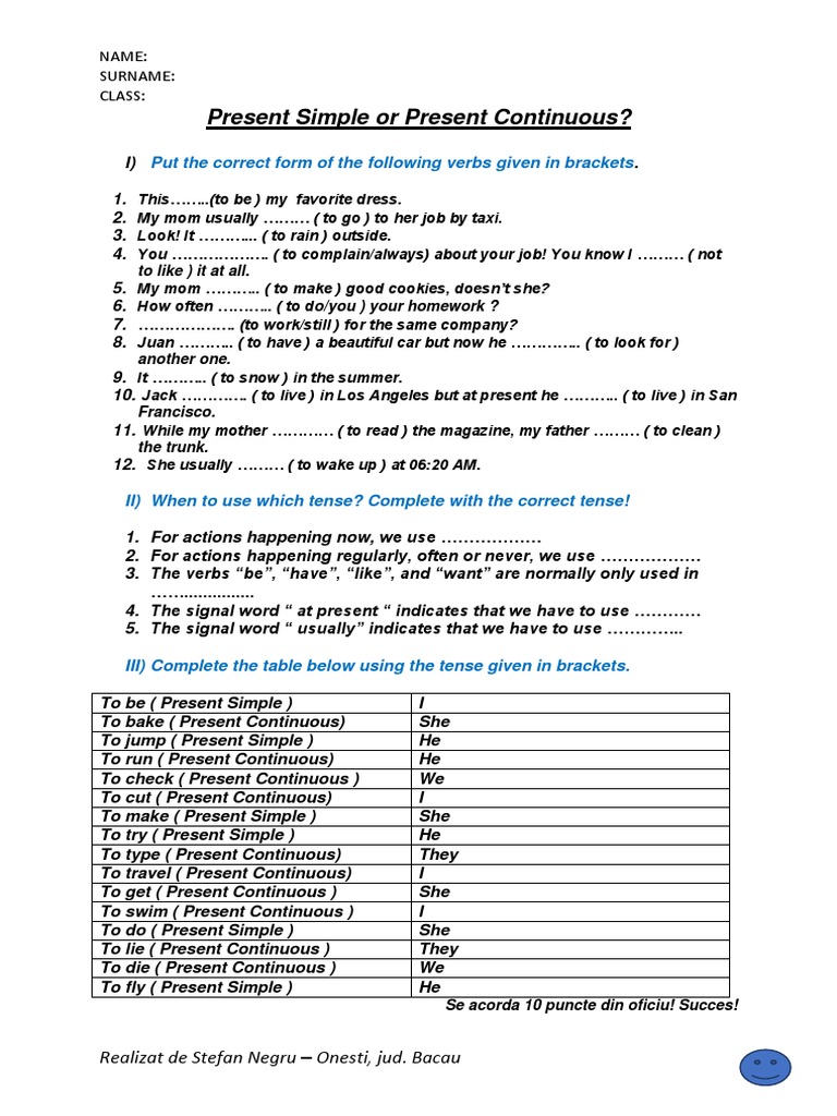 Present Simple or Present Continuous | PDF | Style (Fiction) | Syntactic Relationships