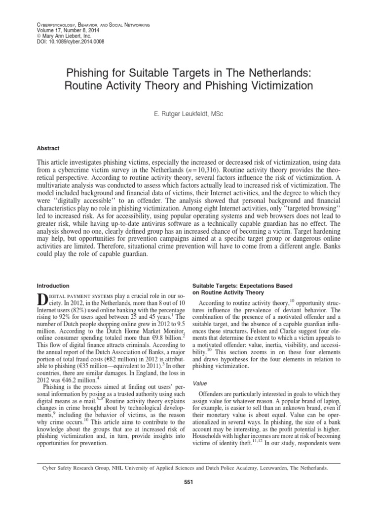 Phishing For Suitable Targets in The Netherlands: Routine Activity ...