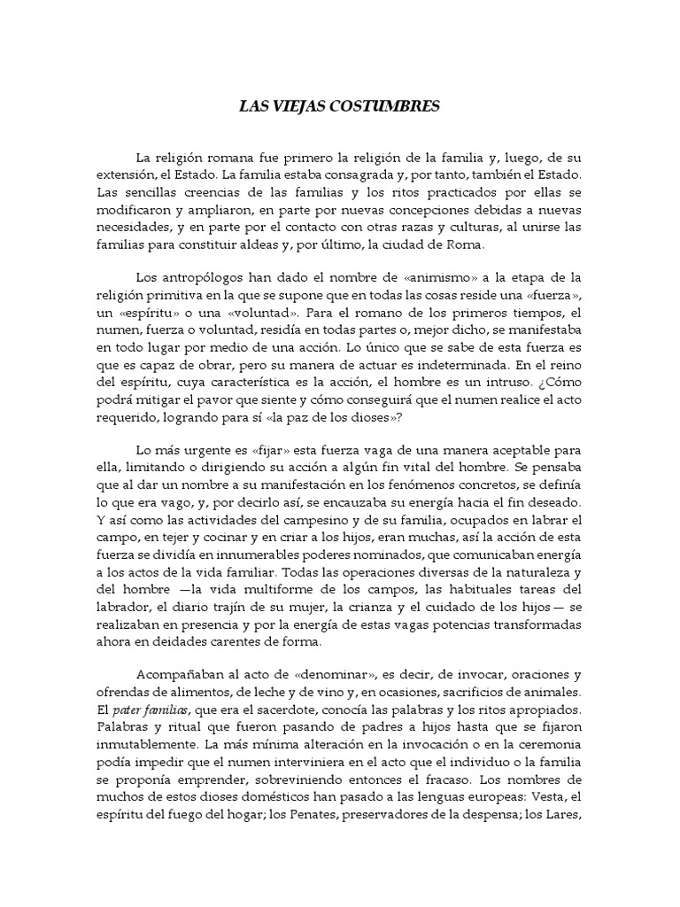 Las Viejas Costumbres en Roma | PDF | Roma antigua | Religión y creencia